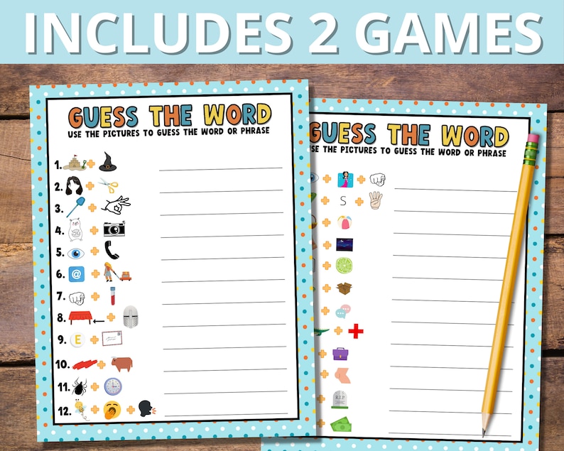 Guess the Word Game Rebus Puzzles and Brain Teasers Rainy - Etsy