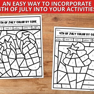 Fourth of July Color by Code Activity, Printable 4th of July Activity ...