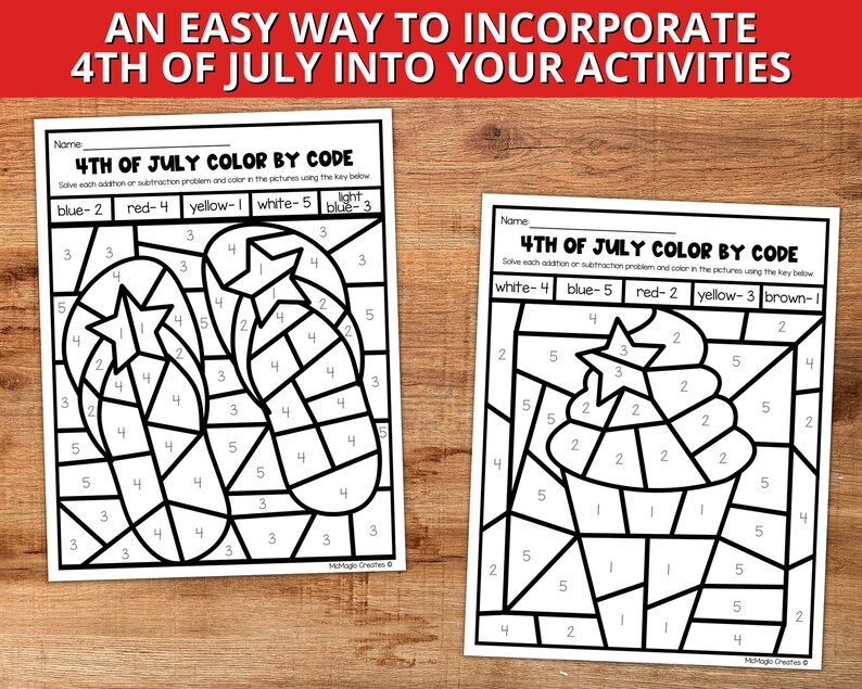Fourth of July Color by Code Activity Printable 4th of July - Etsy
