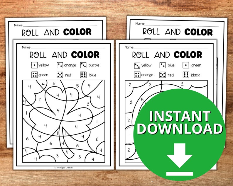 St. Patrick's Day Roll and Color Activity, St. Patrick's Day Color by ...