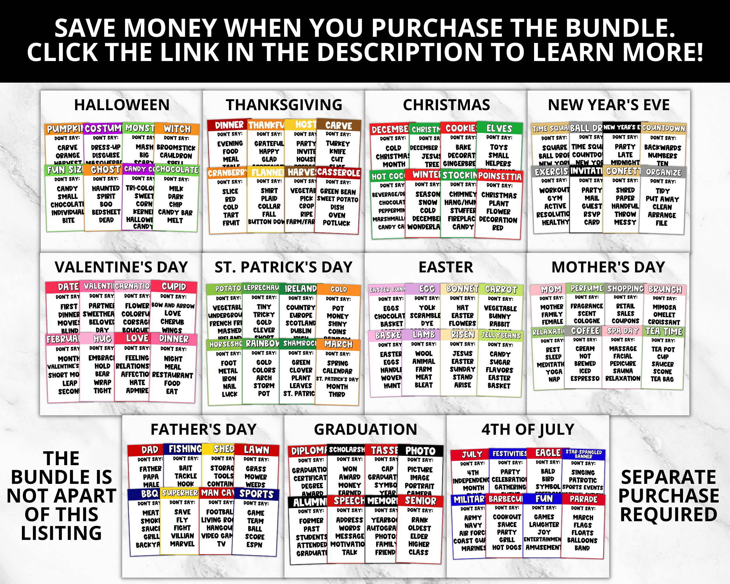 New Year's Eve Printable Party Game, Banned Babble A Forbidden Word ...