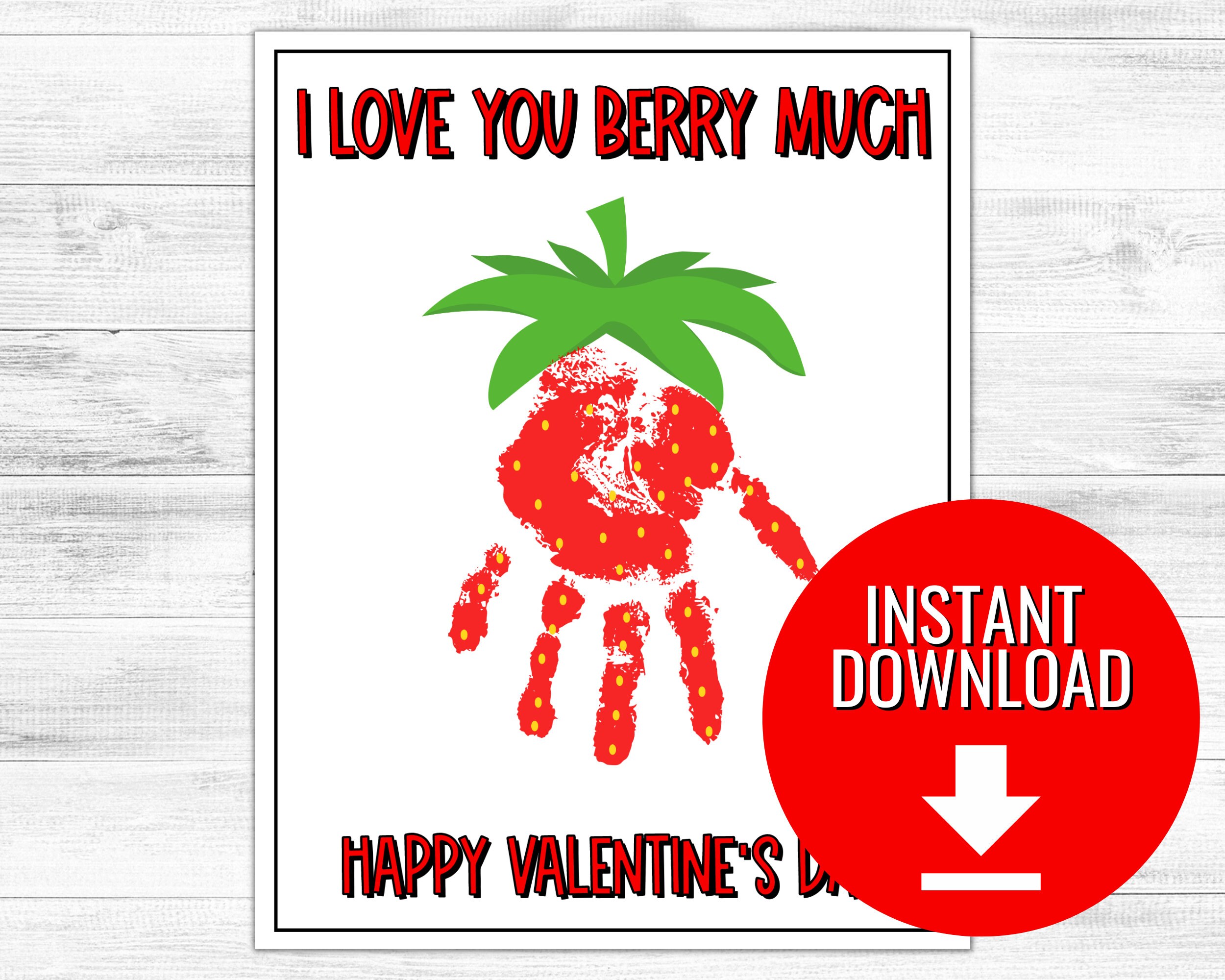 Valentine's Day Handprint Art, Strawberry Valentine's Day Handprint ...