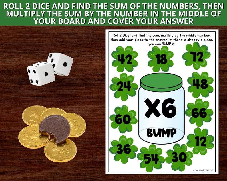St. Patrick's Day Multiplication Bump Game, St. Patrick's Classroom ...