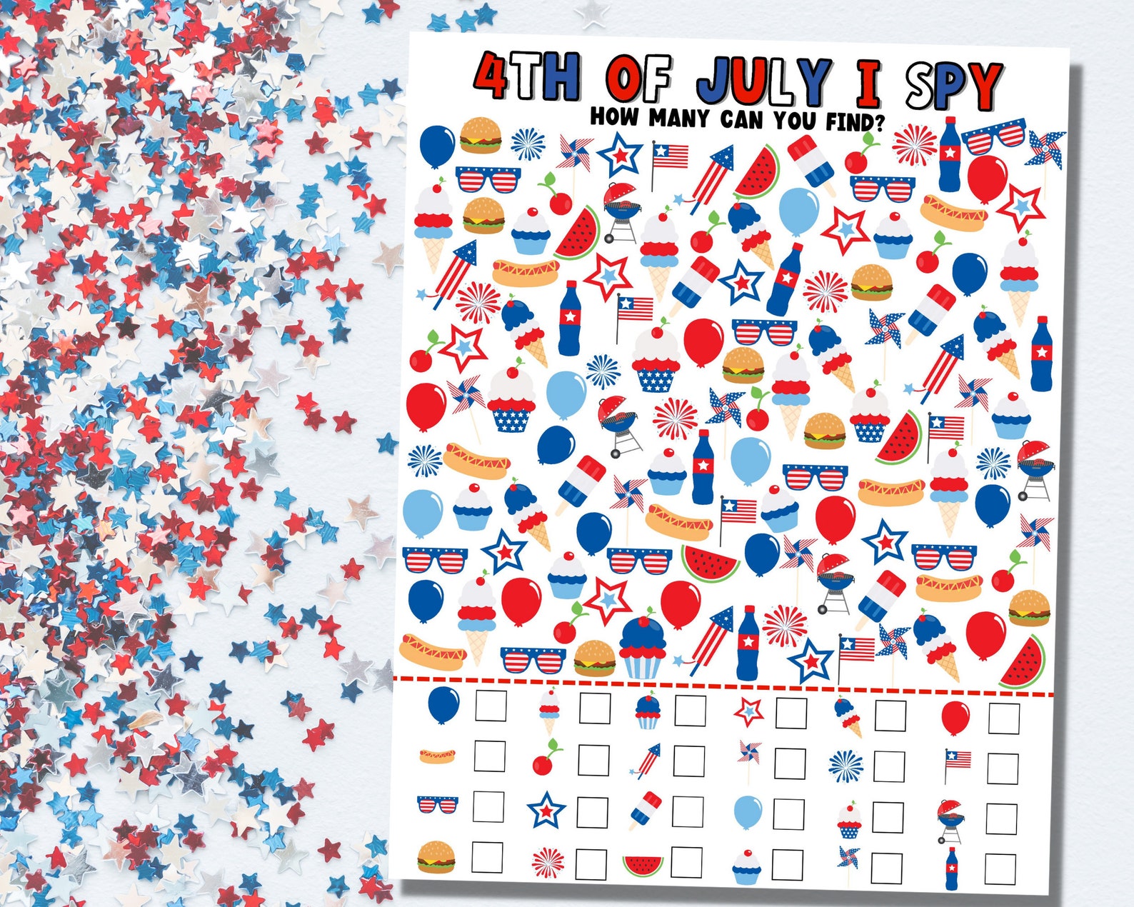 4th of July I Spy Activity 4th of July Printable Activity for - Etsy