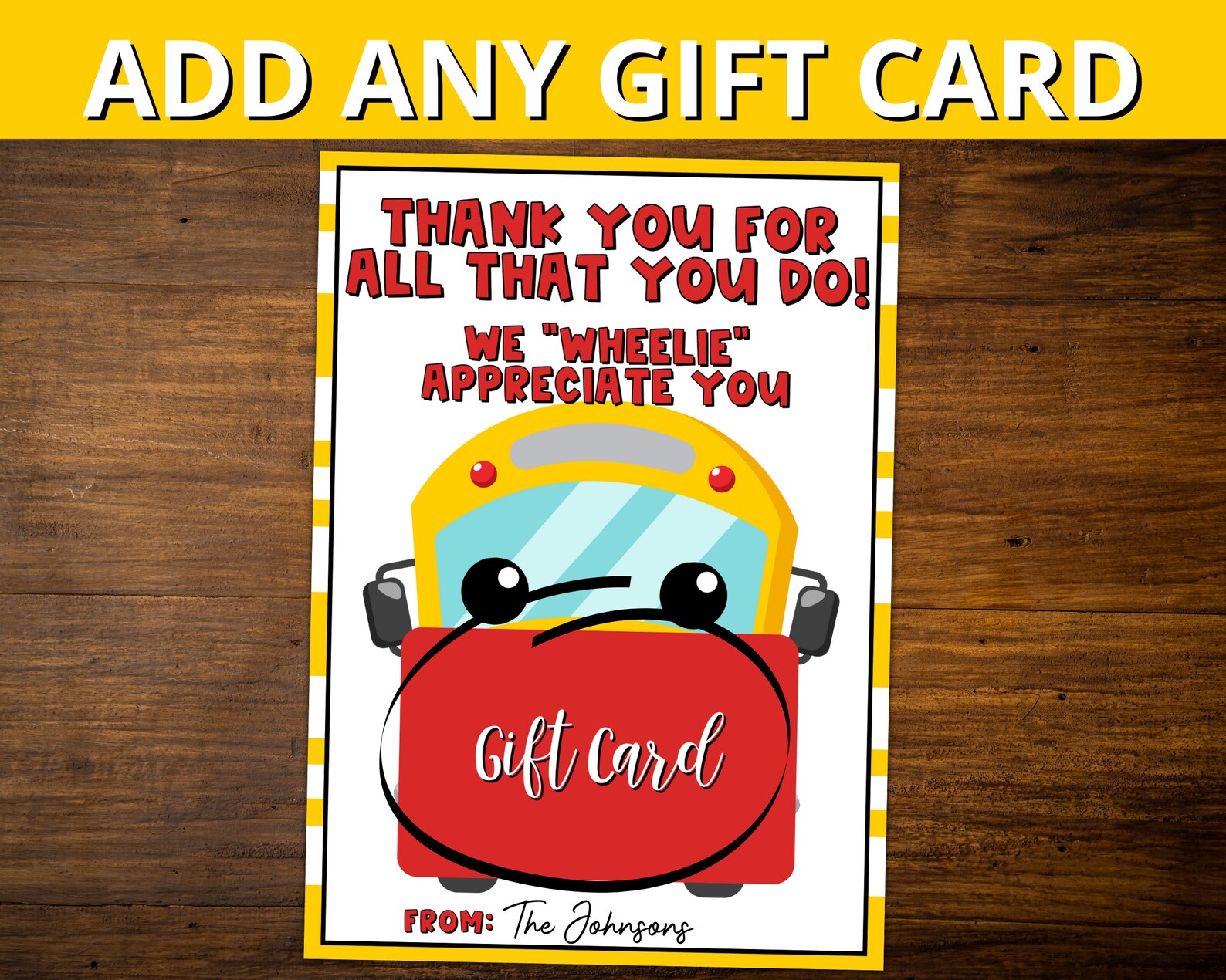 Bus Driver Appreciation Gift Card Holder School Bus Thank You - Etsy