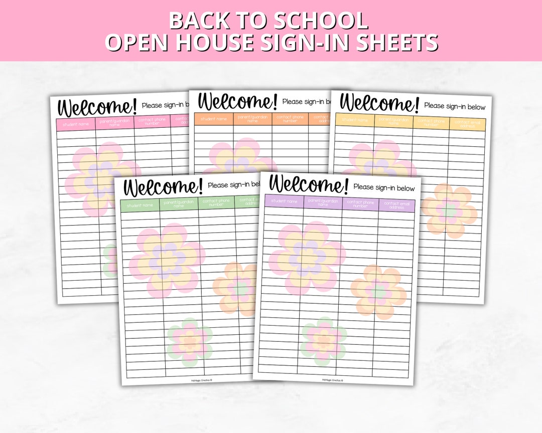 Pastel Rainbow Back to School Open House Sign in Sheet, Meet the ...