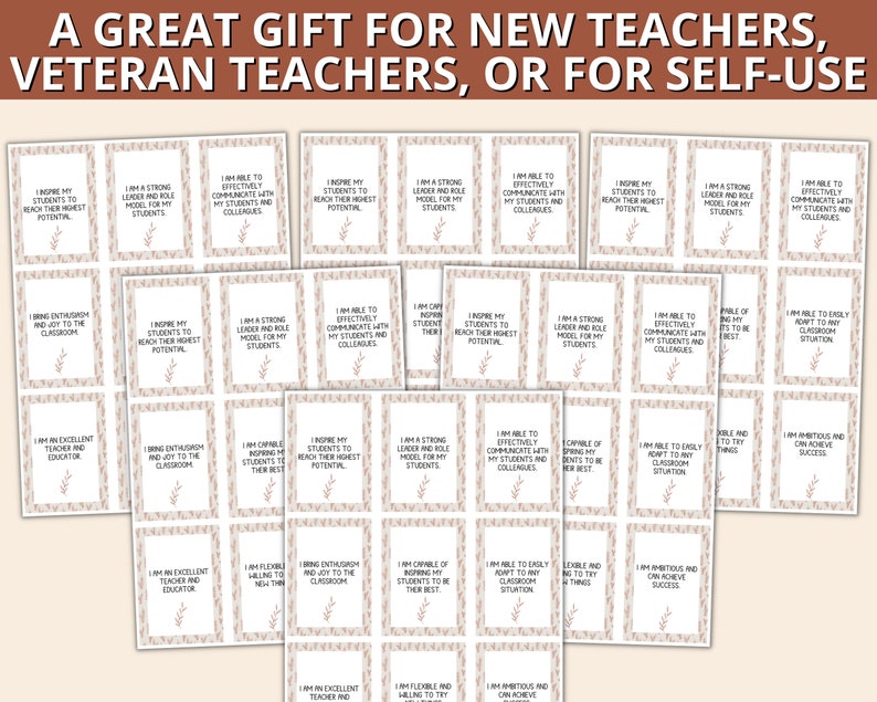 Teacher Affirmation Printable Cards, Positive Affirmations for Teachers ...