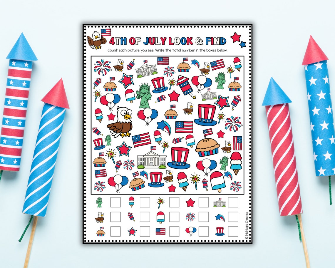 4th of July I Spy Activity, 4th of July Printable Activity for Kids ...