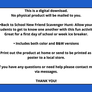 Back to School New Friend Scavenger Hunt, Find Someone Who Game ...