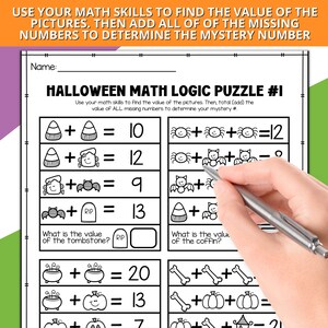 Halloween Math Logic Puzzle, Brain Teasers for Kids, Gifted and ...