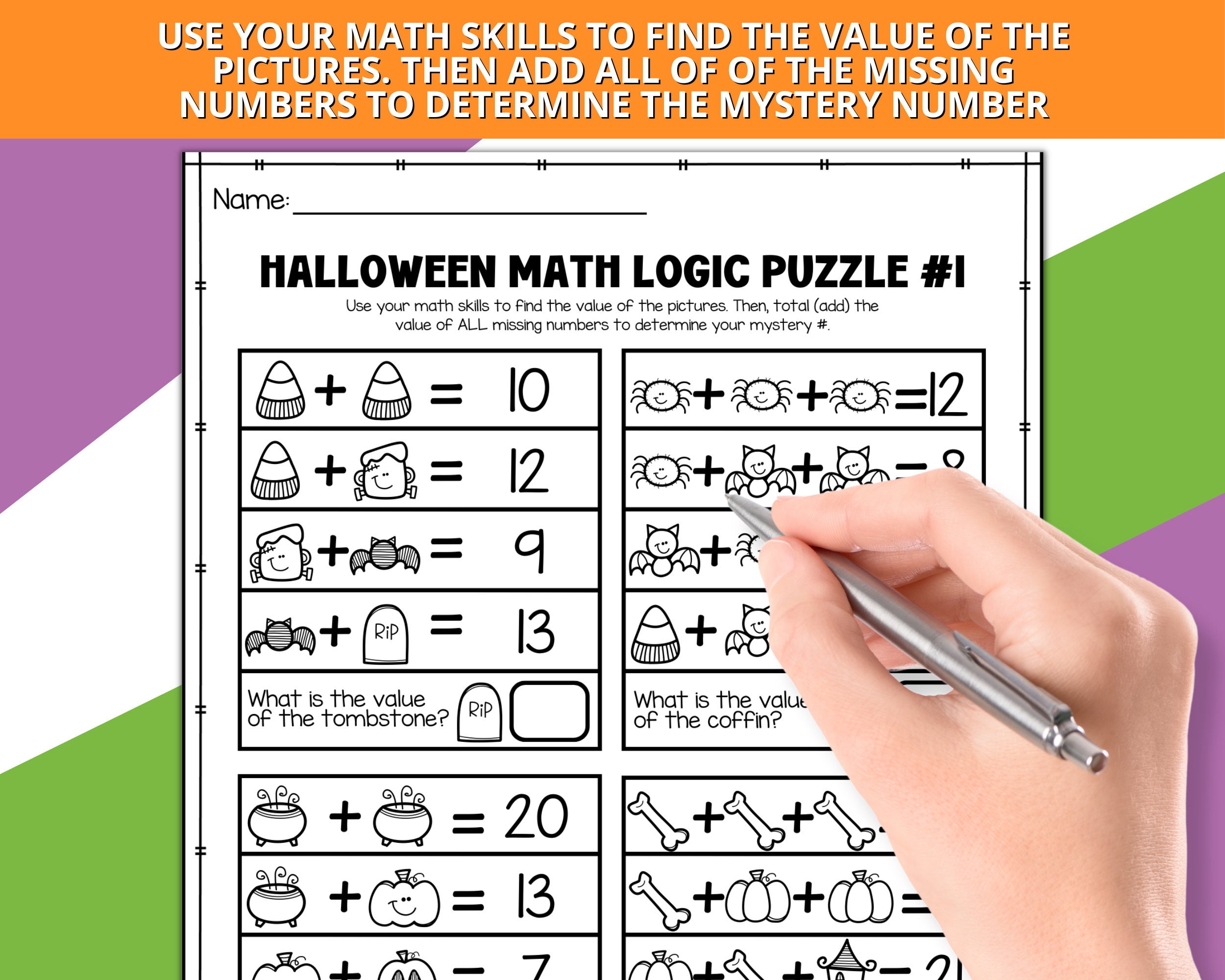 Halloween Math Logic Puzzle, Brain Teasers for Kids, Gifted and ...