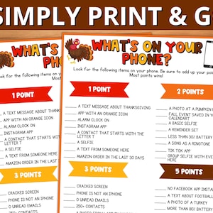 Thanksgiving What's on Your Phone Game Thanksgiving - Etsy