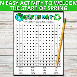Earth Day Word Search, Earth Day Printable - Etsy