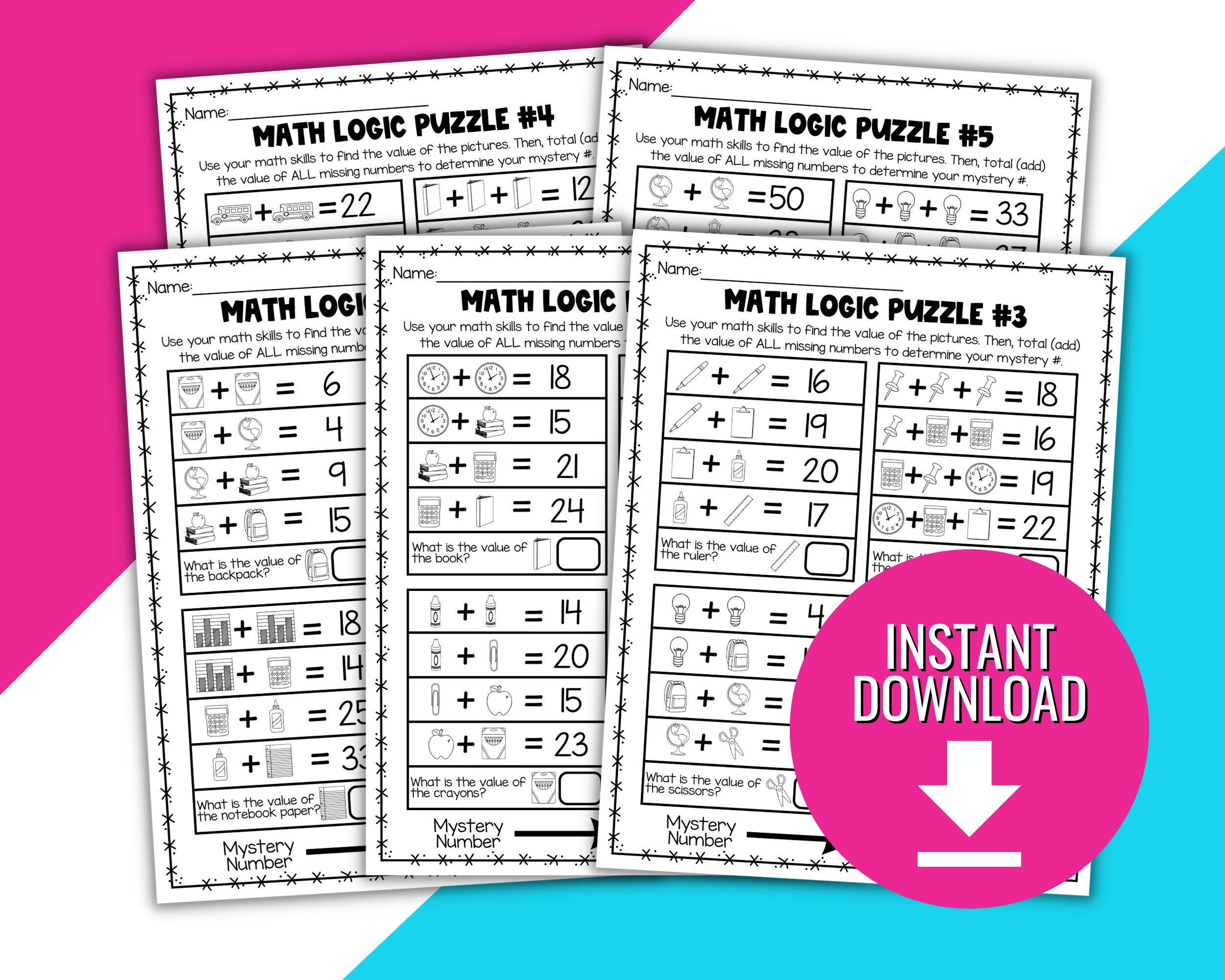 Back to School Math Logic Puzzle, Brain Teasers for Kids, Gifted and ...