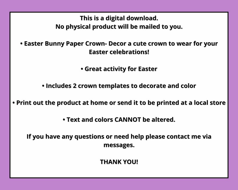 Easter Bunny Paper Crown, Bunny Ears Headband, Printable Easter Craft ...