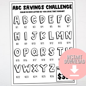 ABC Savings Challenge, Cash Saving Challenge, Saving Printable, Savings ...