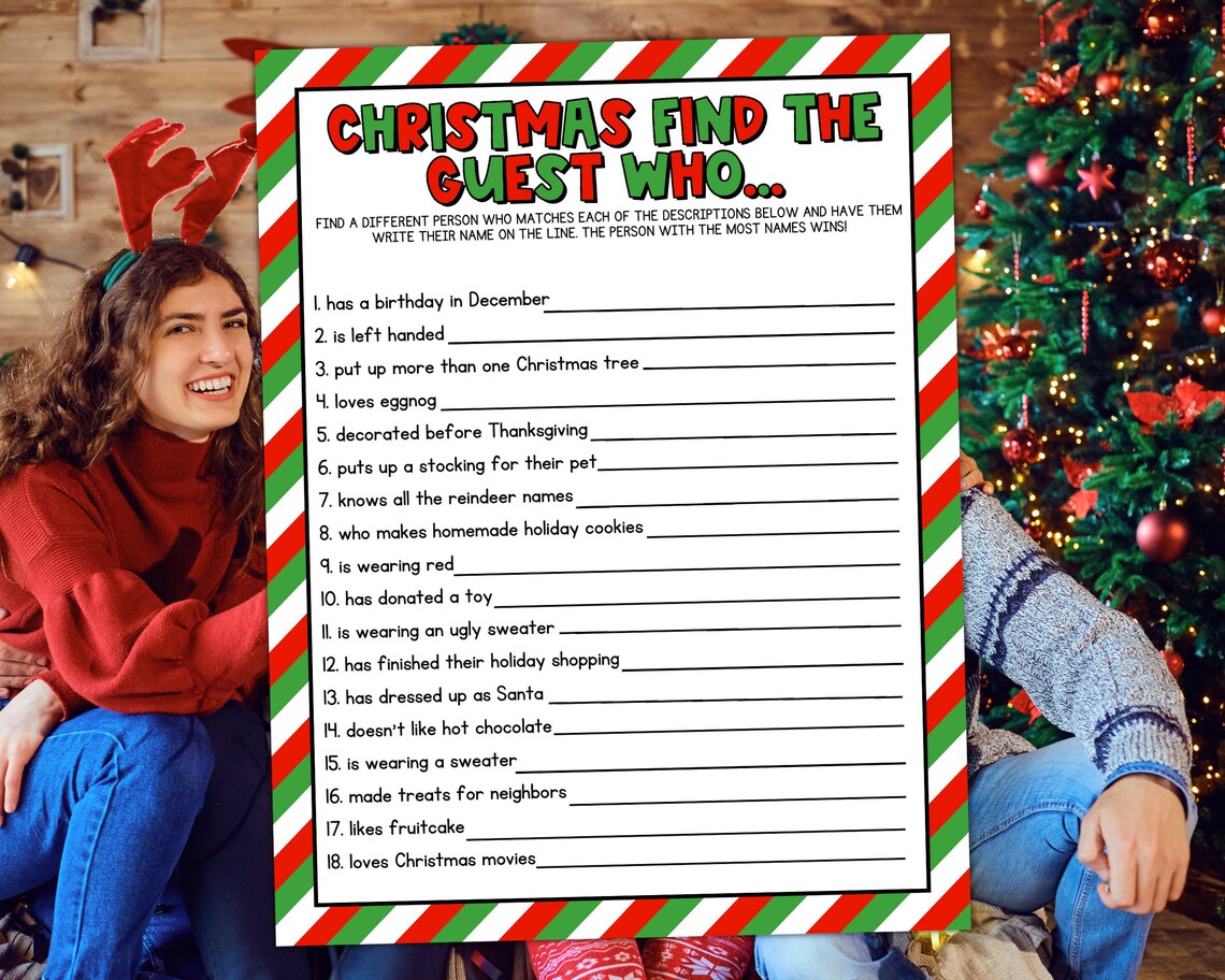 Christmas Find the Guest Who Game Adult Christmas Party - Etsy