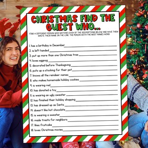 Christmas Find the Guest Who Game Adult Christmas Party - Etsy