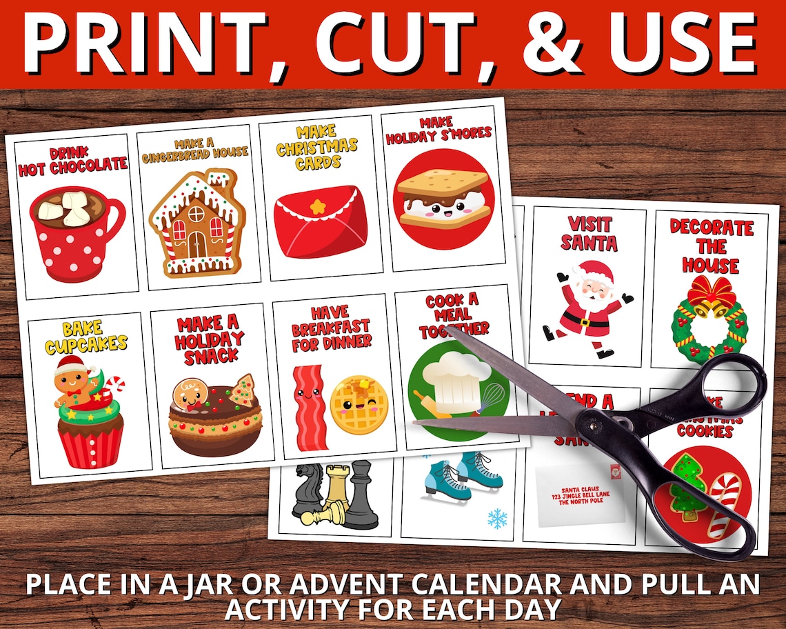 Christmas Advent Calendar Activity Cards Family Holiday - Etsy