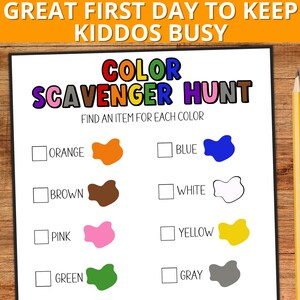 Color Scavenger Hunt, Road Trip Scavenger Hunt Printable for Kids ...