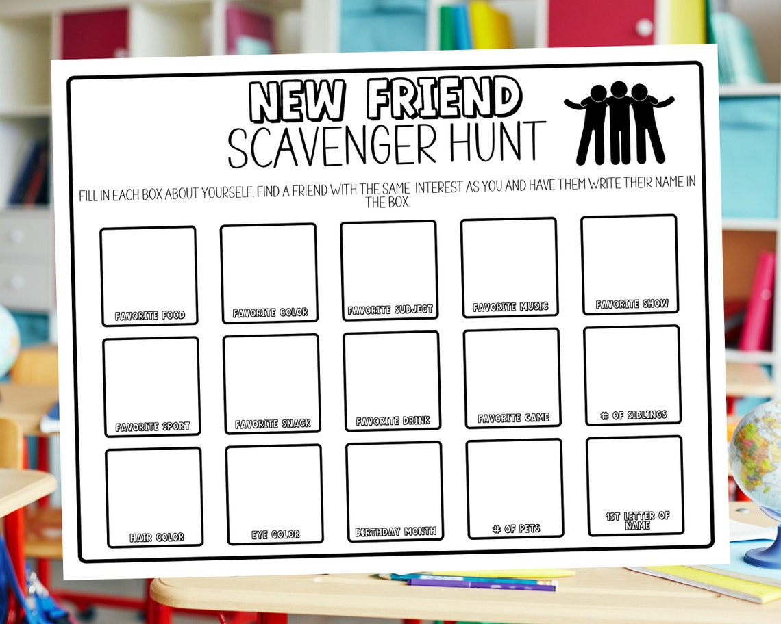 Back to School New Friend Scavenger Hunt Find Someone Who - Etsy