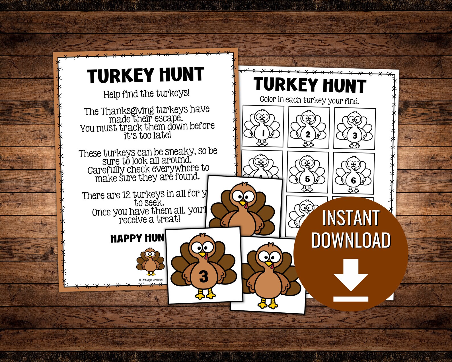 Printable Turkey Hunt Game, Thanksgiving Scavenger Hunt, Thanksgiving ...