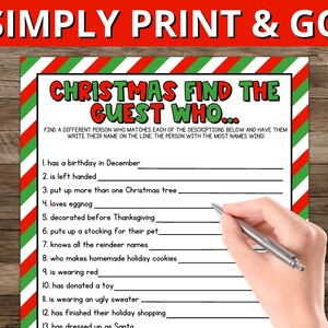 Christmas Find the Guest Who Game Adult Christmas Party - Etsy