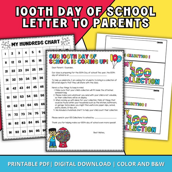 100th Day of School Flyer - Etsy