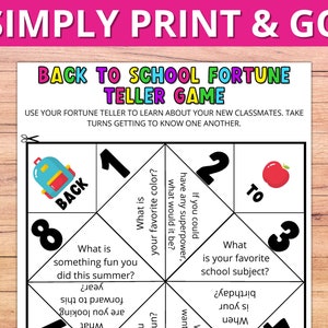 Back to School Fortune Teller Game Back to School Get to Know - Etsy
