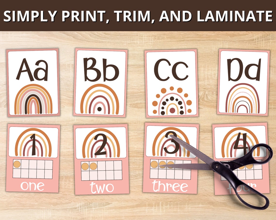 Neutral Boho Alphabet and Number Posters Boho Classroom Décor - Etsy