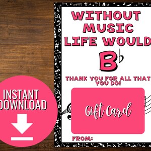 Music Teacher Appreciation Gift Card Holder, Music Teacher Appreciation ...