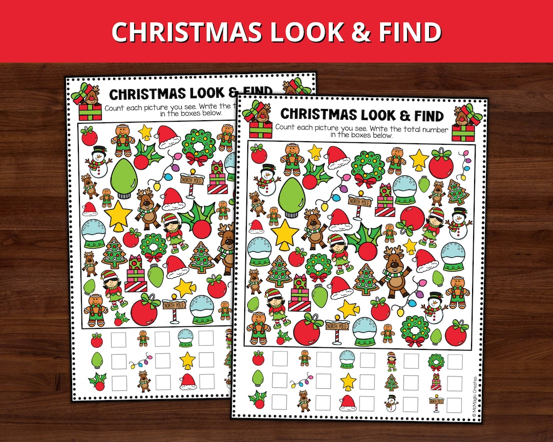 Christmas Look and Find Game, Kids Christmas Activity, Christmas I Spy ...