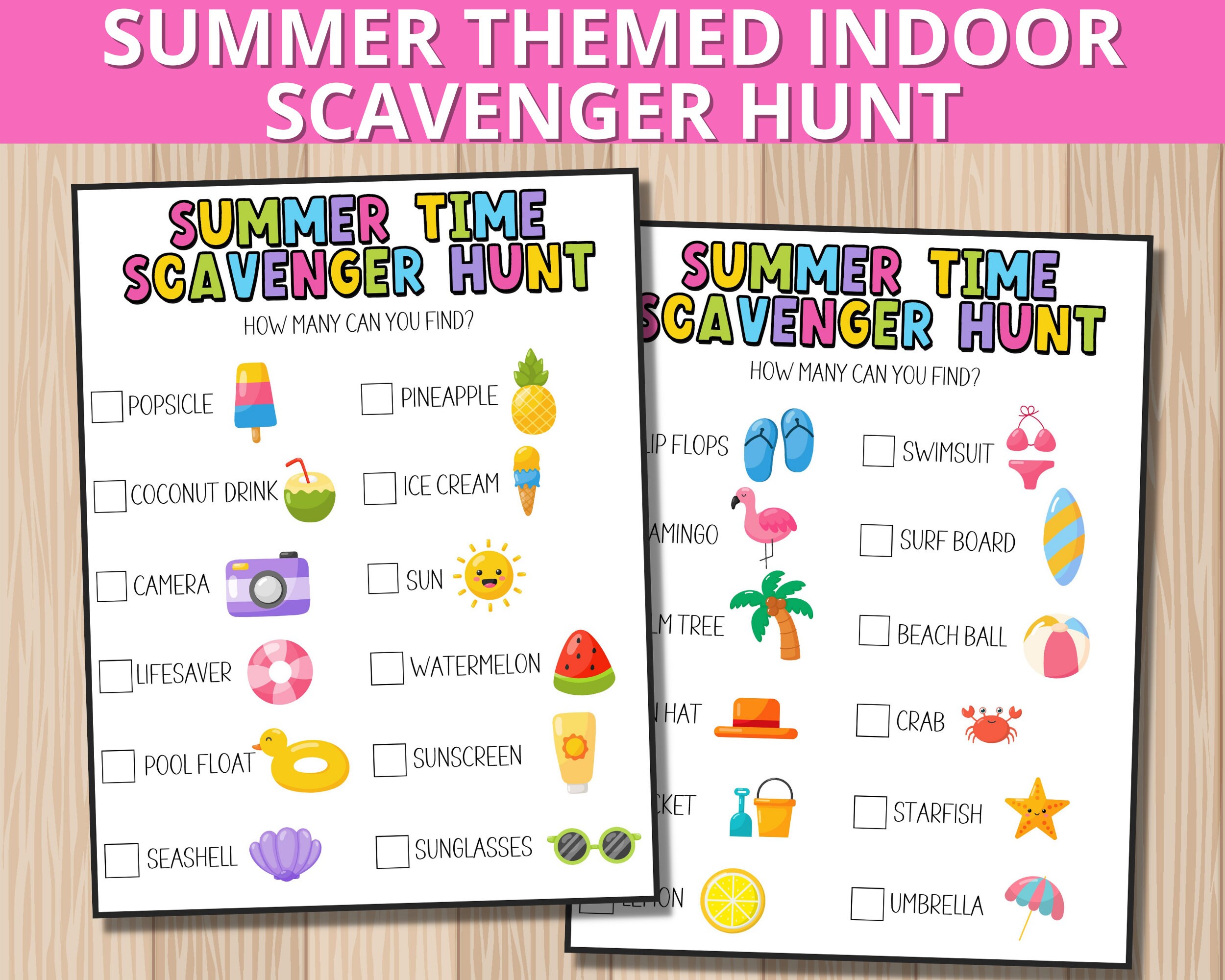 Summer Themed Indoor Scavenger Hunt, Scavenger Hunt Printable for Kids ...