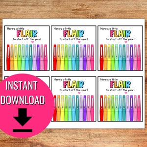 Back to School Teacher Gift Tag, Flair Pen Gift Tag, First Day of ...