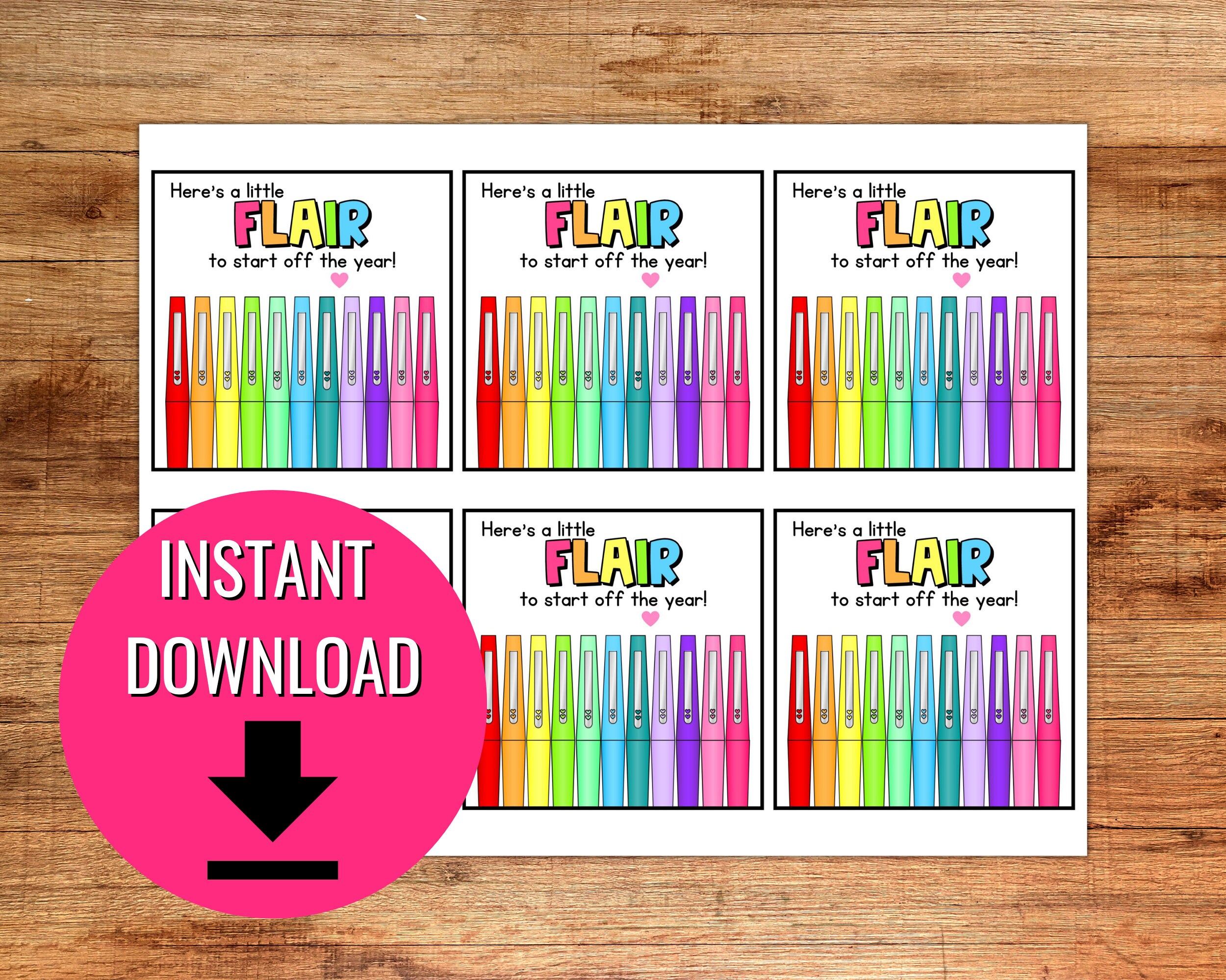 Back to School Teacher Gift Tag, Flair Pen Gift Tag, First Day of ...