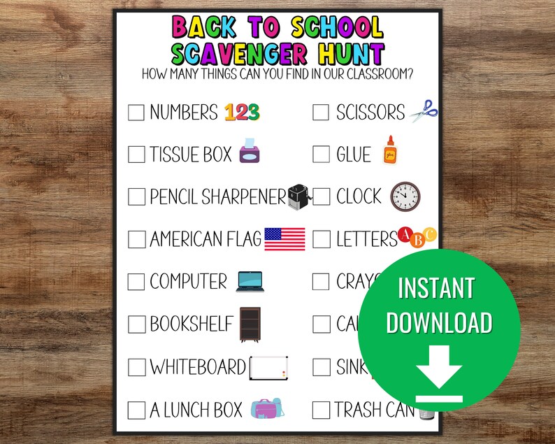 Back to School Scavenger Hunt Classroom Scavenger Hunt - Etsy