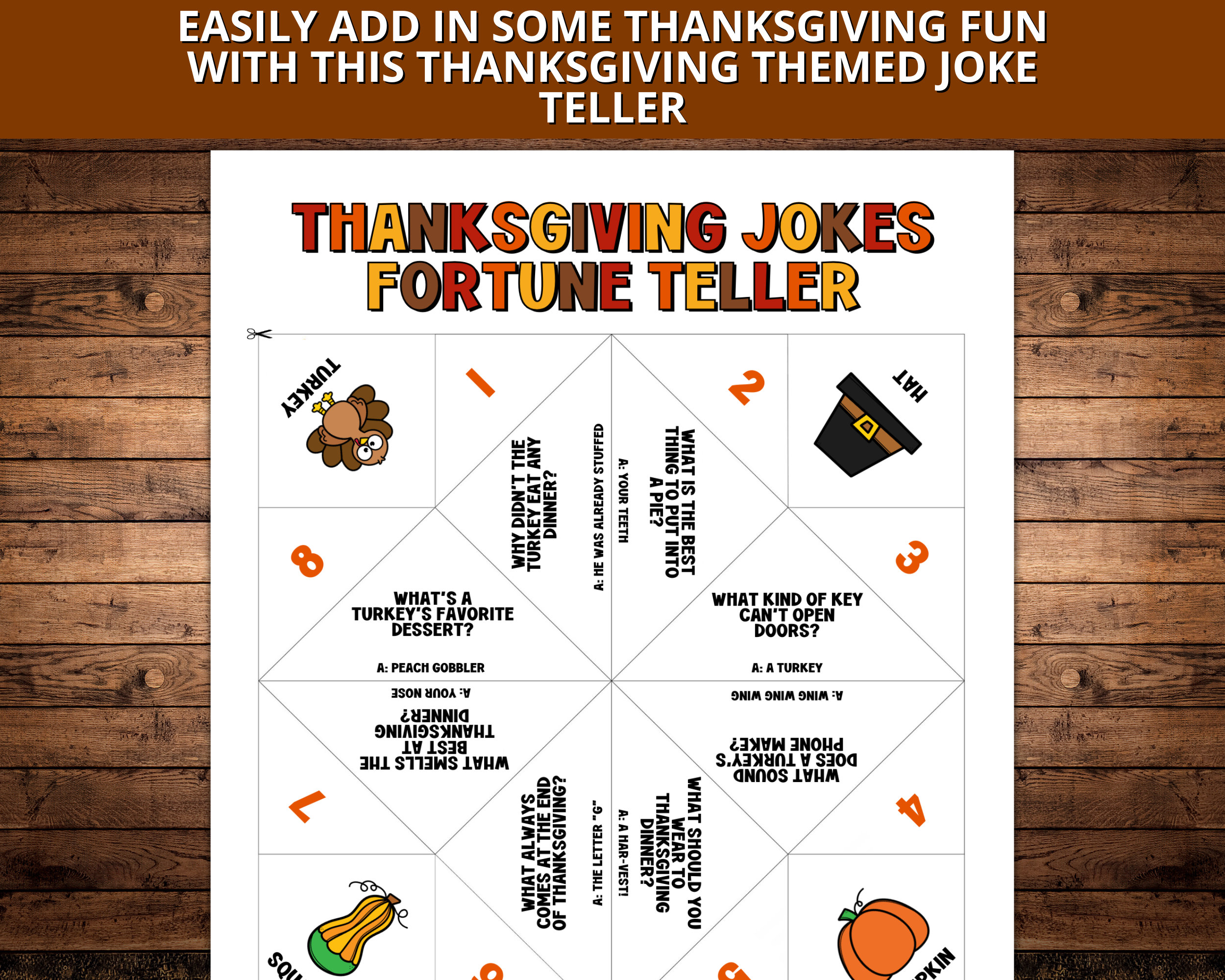 Thanksgiving Joke Fortune Teller Game, Thanksgiving Cootie Catcher ...