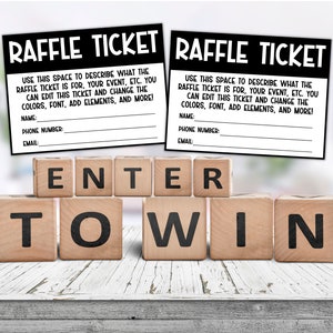 Editable Raffle Ticket Template, Printable Raffle Ticket - Etsy