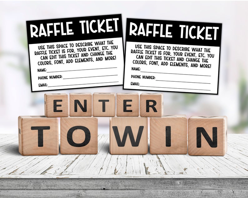 Editable Raffle Ticket Template, Printable Raffle Ticket - Etsy