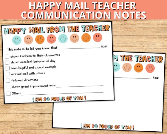 Happy Mail Teacher Communication Notes Teacher Mail Cards - Etsy