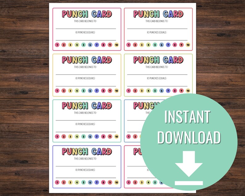 Classroom Reward Punch Cards Student Punch Cards Classroom - Etsy