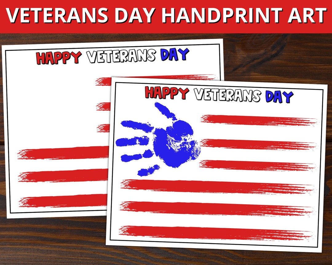 Veterans Day Handprint Art, Flag Handprint Art for Veterans Day ...