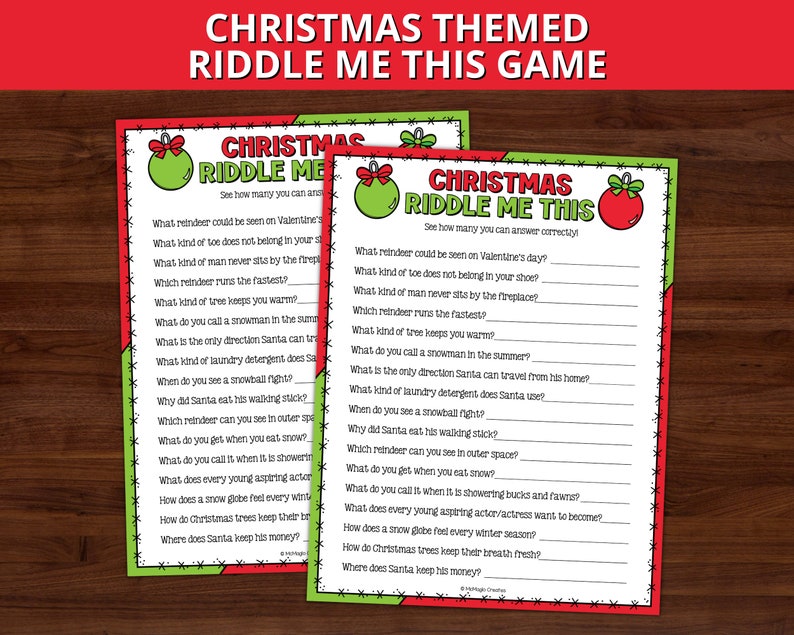 Christmas Riddles Printable, Christmas Trivia Game, Holiday Party Game ...
