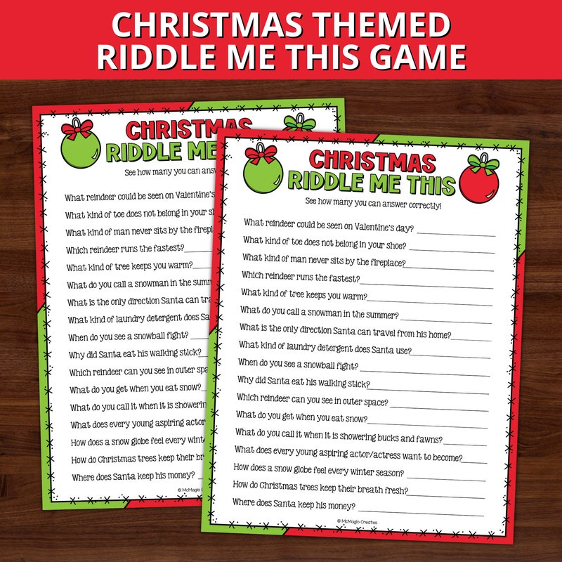 Christmas Riddles - Etsy