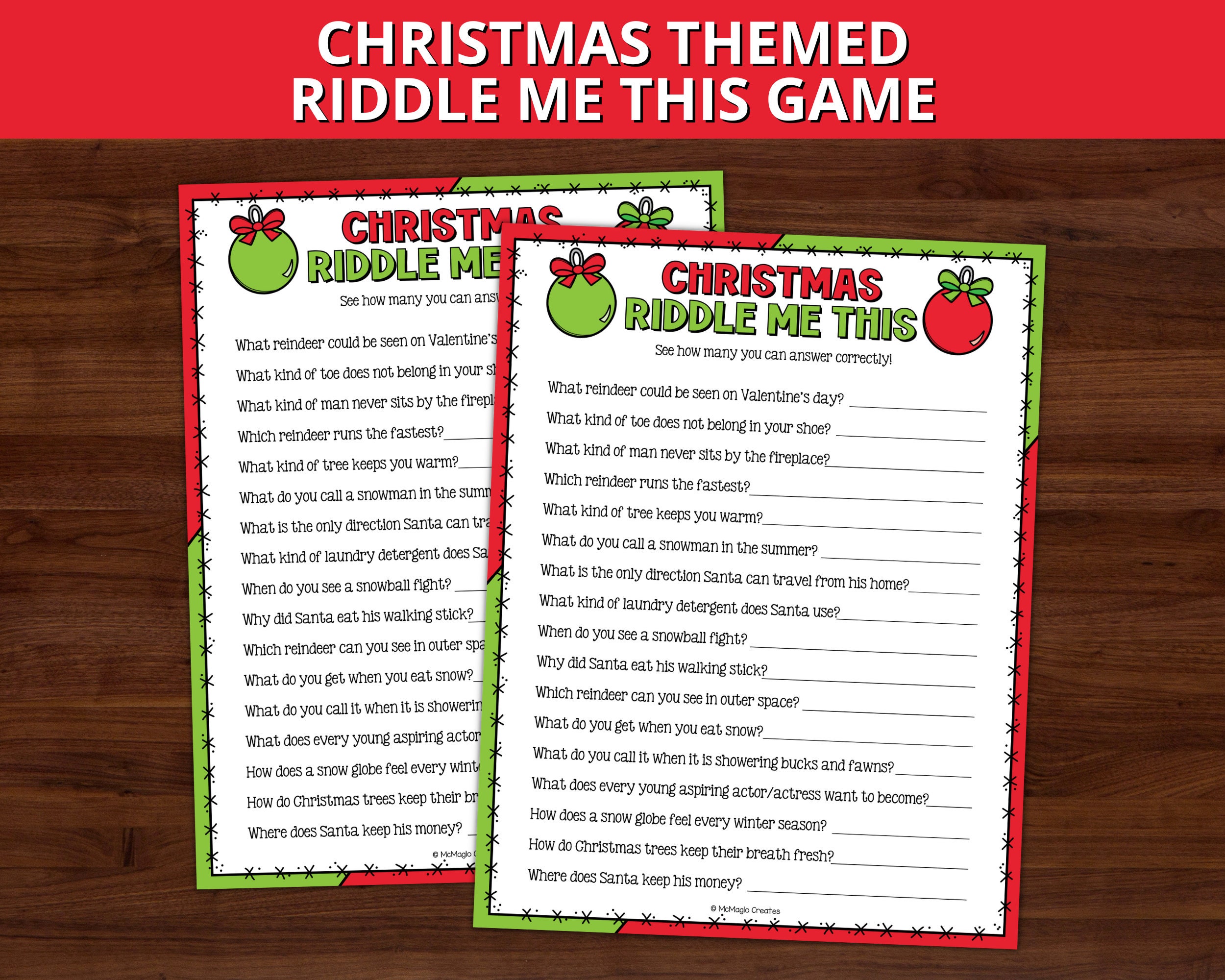 Christmas Riddles Printable, Christmas Trivia Game, Holiday Party Game ...