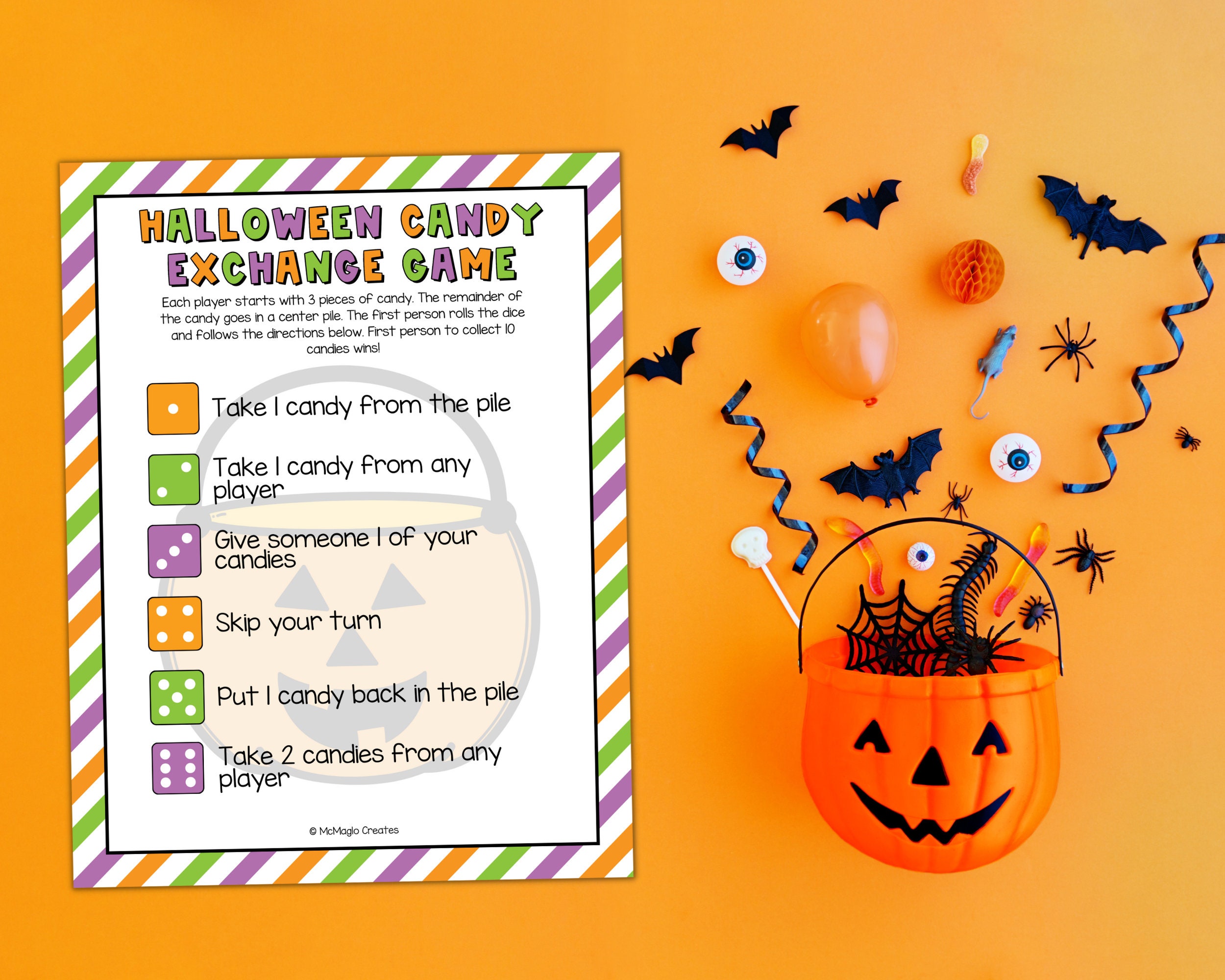 Halloween Candy Exchange Dice Game, Candy Dice Game Printable ...