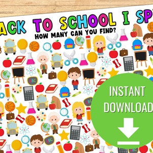 Back to School I Spy Activity for Kids, Back to School Printable, Back ...