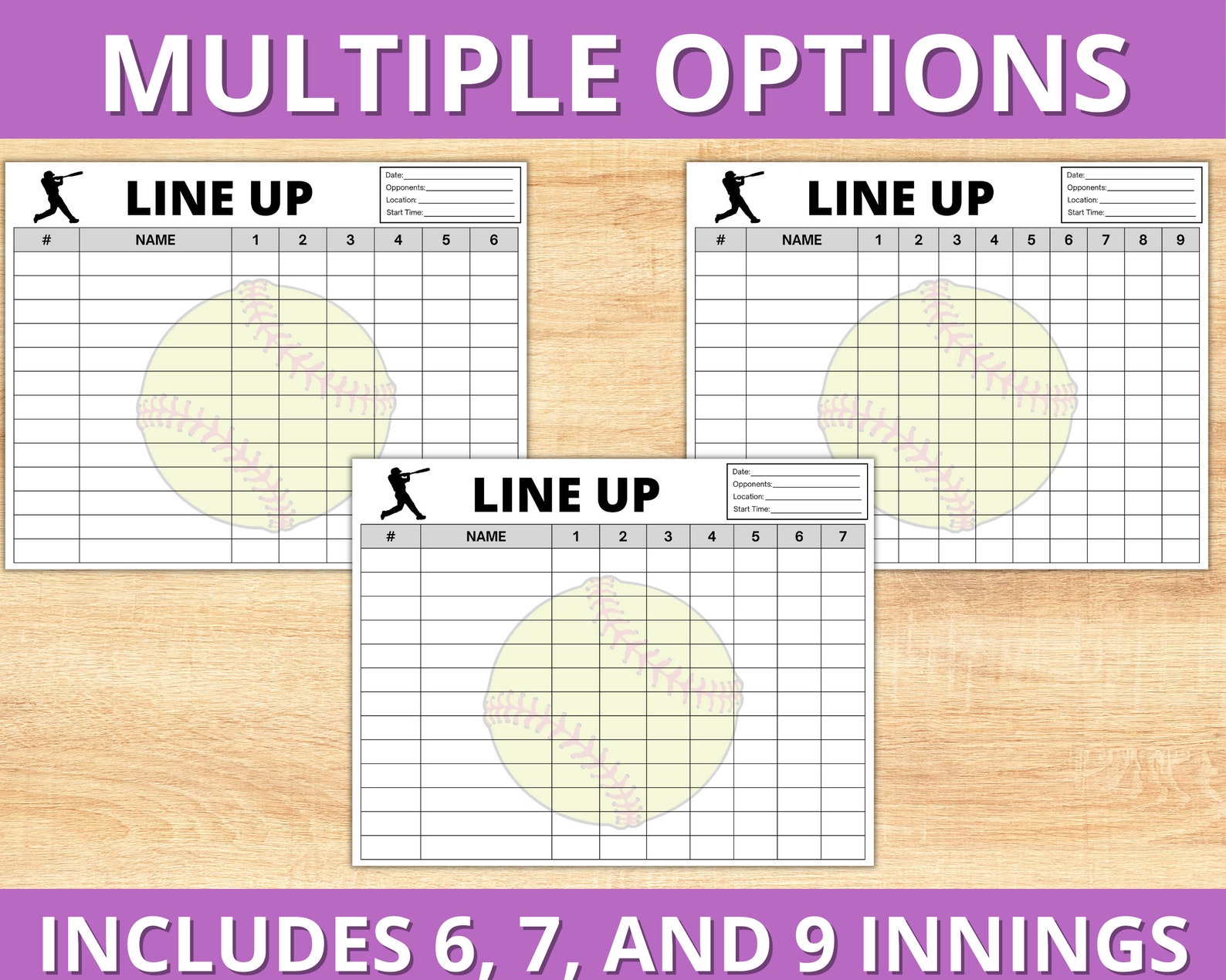 Softball Line up Card Template, Batting Line up Printable, Softball ...