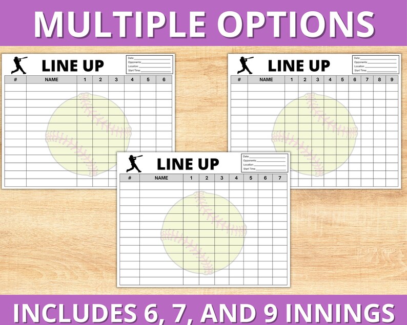 Softball Line up Card Template, Batting Line up Printable, Softball ...
