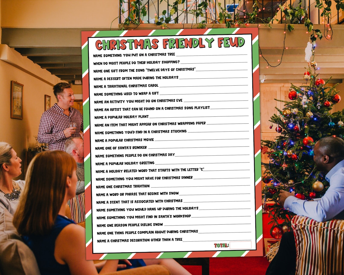 Christmas Friendly Feud Game Holiday Friendly Feud Christmas - Etsy